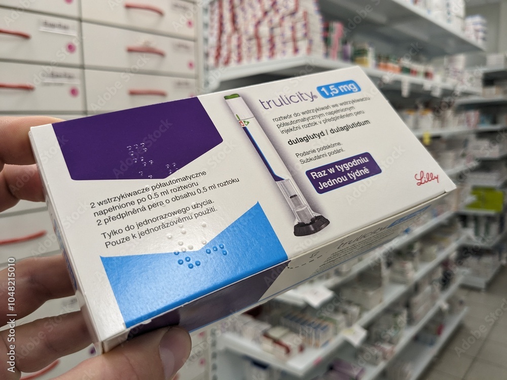 Prague,Czech republic-October 28 2024:box of TRULICITY 1,5 mg Eli lilly ...