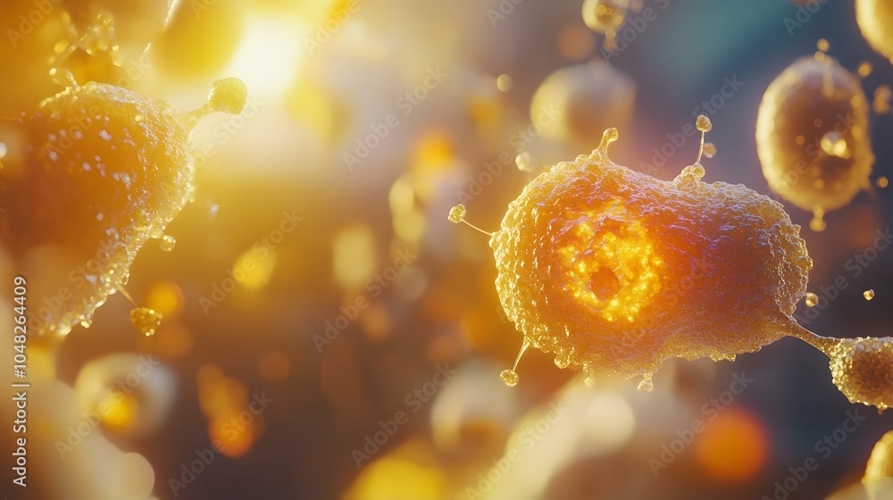 Microscopic view of a cell undergoing apoptosis, nucleus shrinking and ...