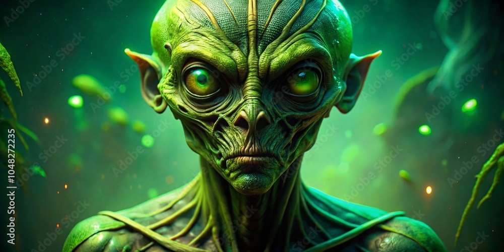 Scary Alien Creature Isolated on Green Screen - 3D Render for Horror ...