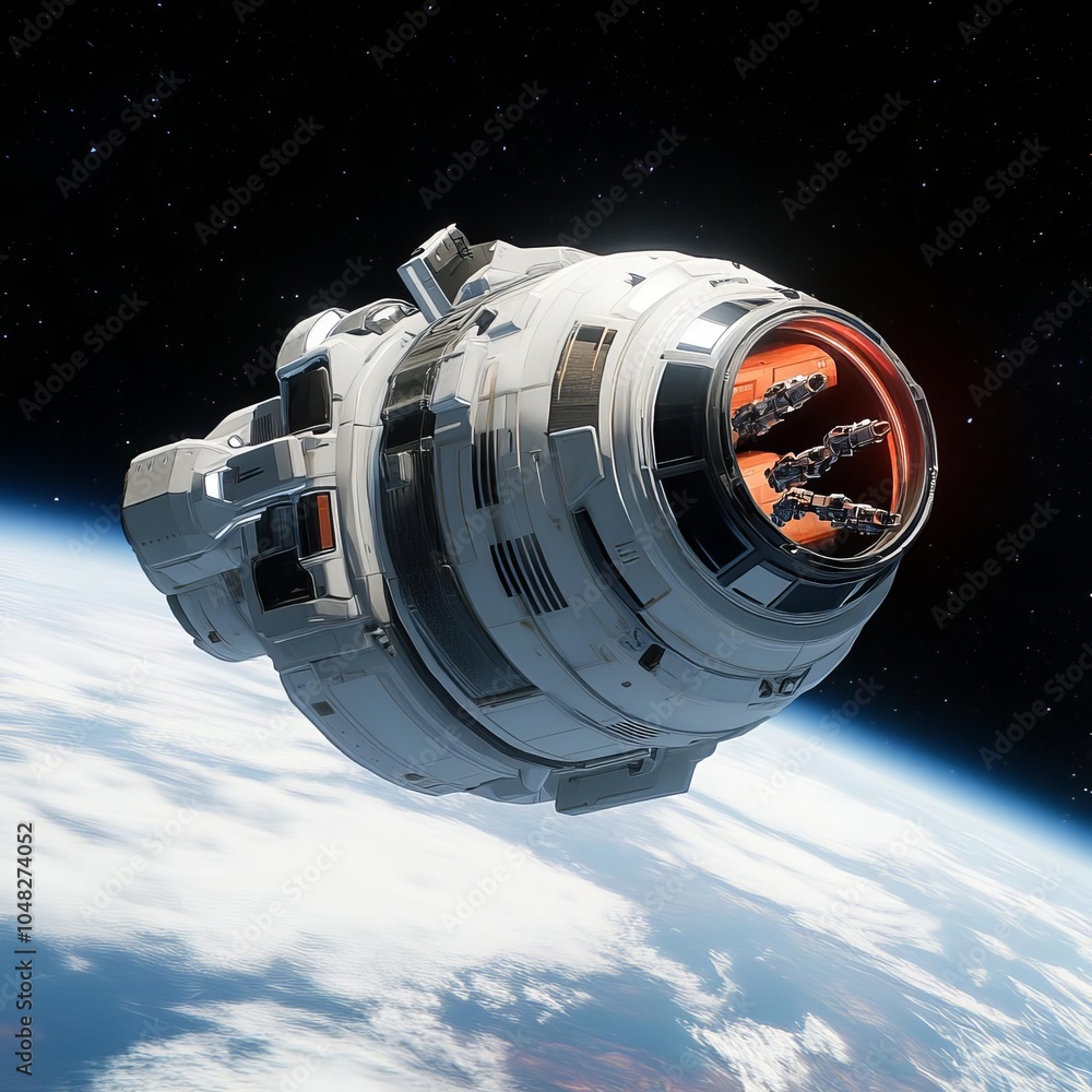 Spaceship simulator showing a planetary evacuation sequence, crew ...