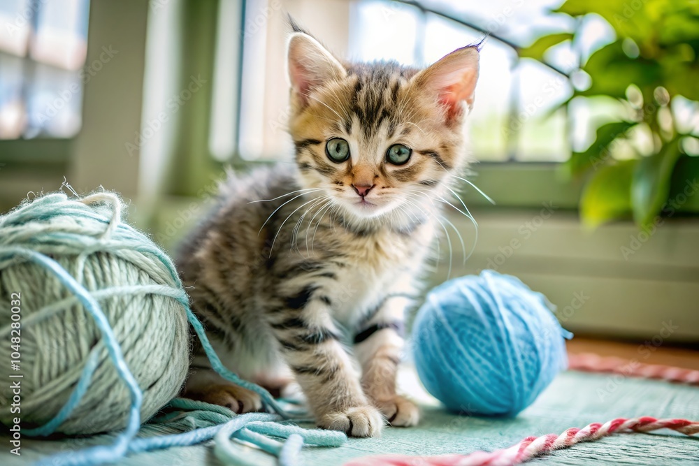 Image of Cute tiny hyper realistic American Bobtail Cat breed running ...
