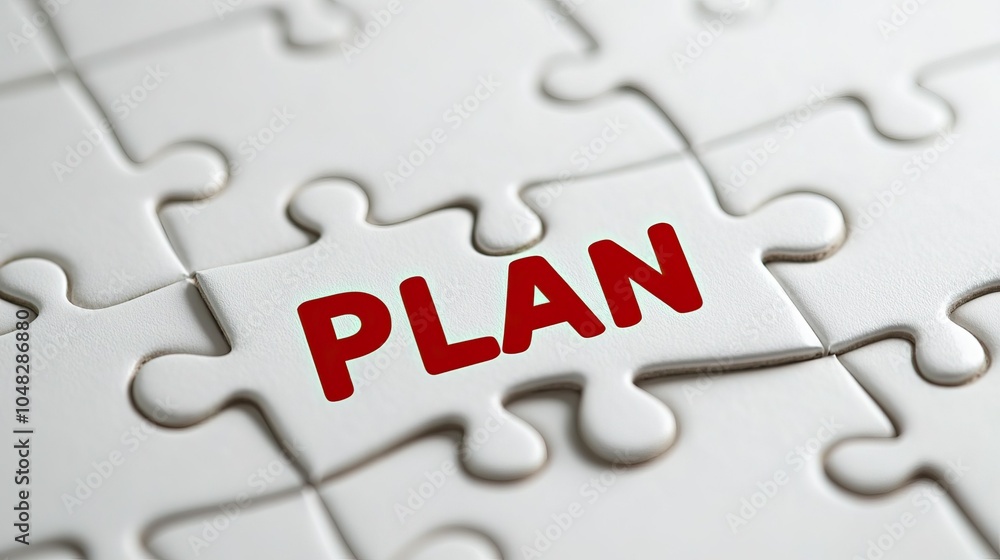 White jigsaw puzzle pieces forming a complete surface with the word ...