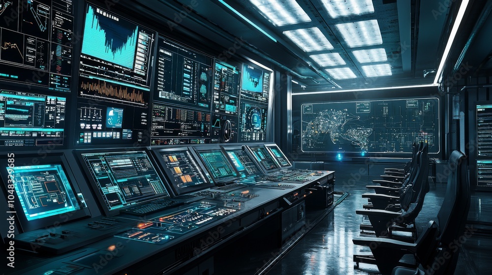 Industrial generator control room and monitoring system in documentary ...