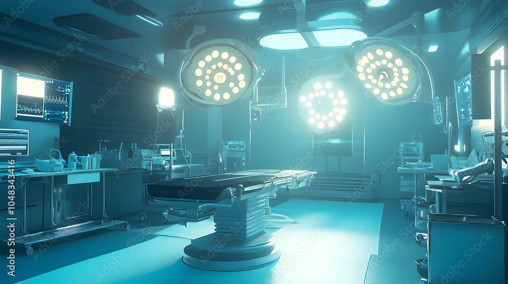 Futuristic 3D rendered hospital operating room featuring cutting edge ...