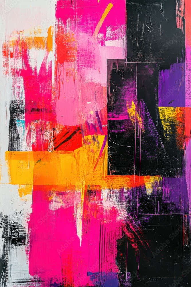 dynamic abstract art, vibrant abstract collage filled with layers of ...