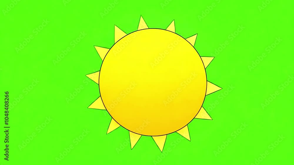 Sun cartoon animation on green screen. Yellow sun. Seamless 4K Stock ...