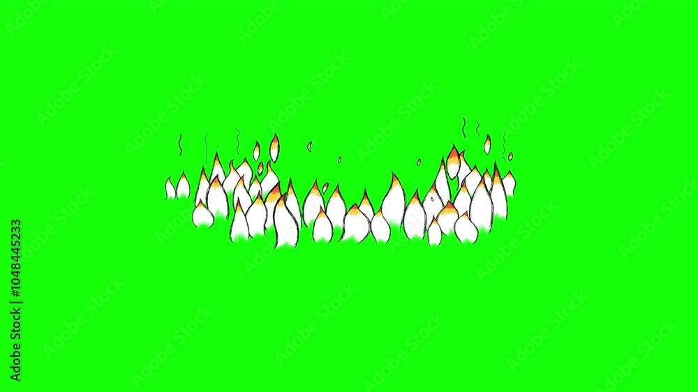 Cartoon hot hell fire greenbox. Flames in hell. Dynamic crazy doodle ...