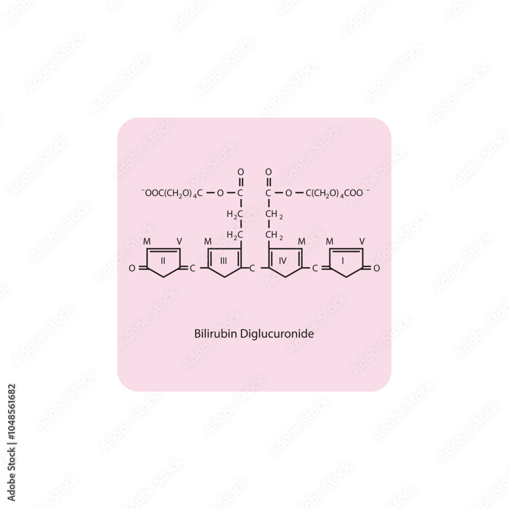 Bilirubin Diglucuronide skeletal structure diagram.Bile pigment ...