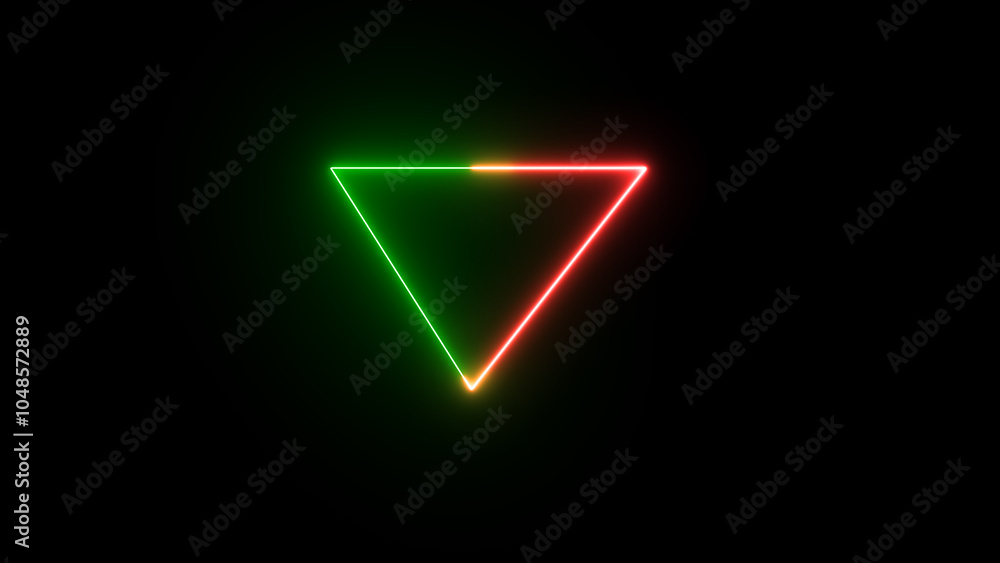 Glowing triangle frame loading animation. Neon triangle border frame ...