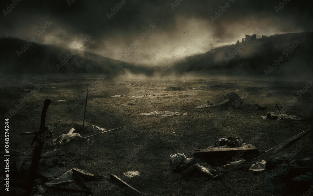 Photo & Art Print Darkened Battlefield Scene After the Medieval ...