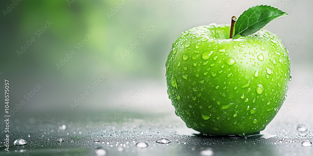 Photo & Art Print close up of green apple granny smith in water drops ...