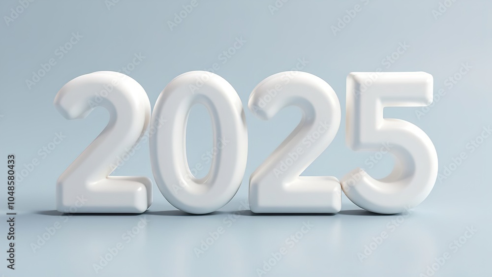 The white numbers 2025 are depicted on a white background. A banner for ...