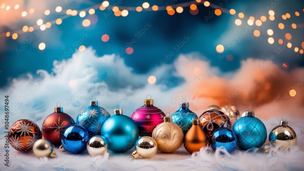 Brightly colored Christmas decorations in a variety of shapes and sizes ...