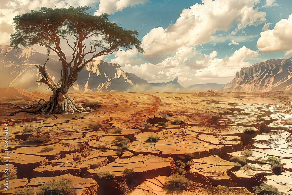 Drought disaster, desertification of the land and climate change, lack ...