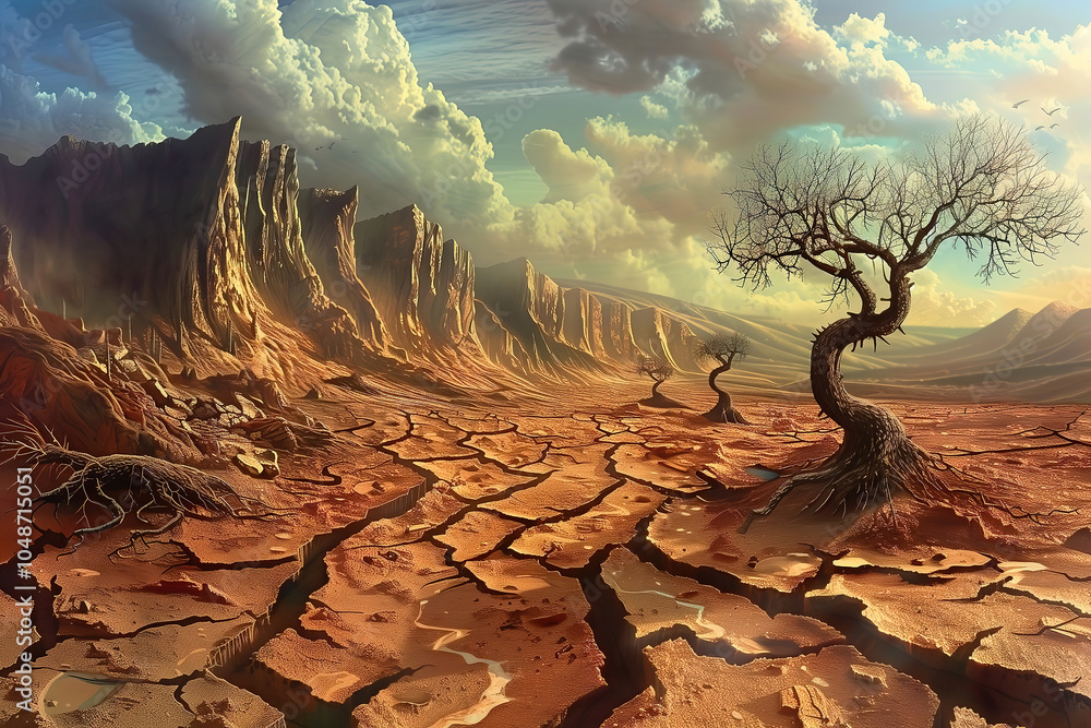 Drought disaster, desertification of the land and climate change, lack ...