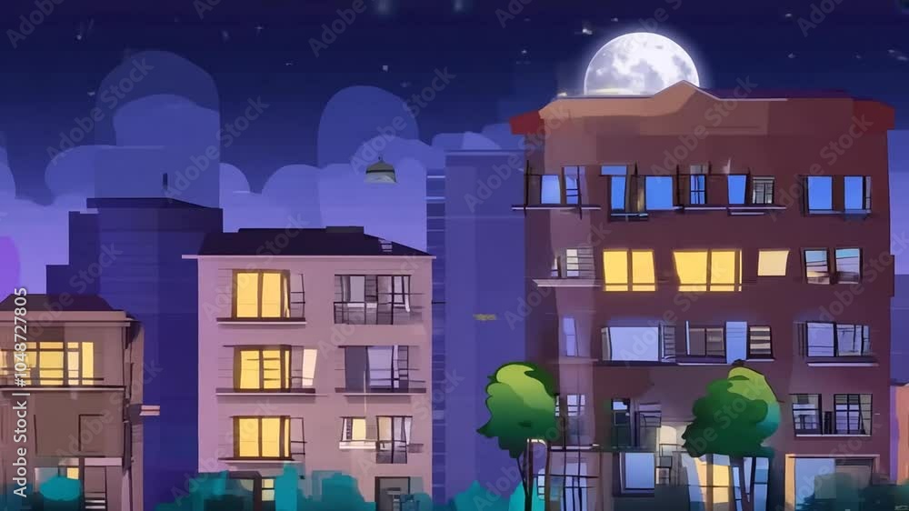 light music animation building Animated channel cartoon 4K Apartment ...