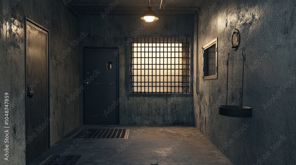 Reinforced safe room with concrete walls, bulletproof windows, and a ...