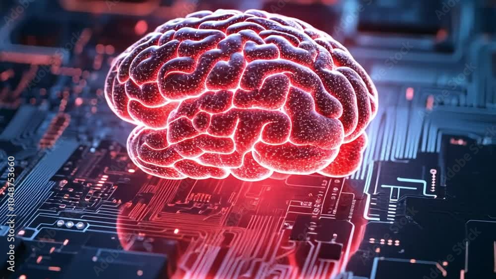 A digital illustration of a human brain with glowing neural connections ...