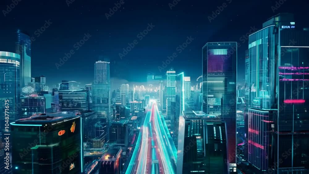seamless background modern 4k animation city video overlay night ...