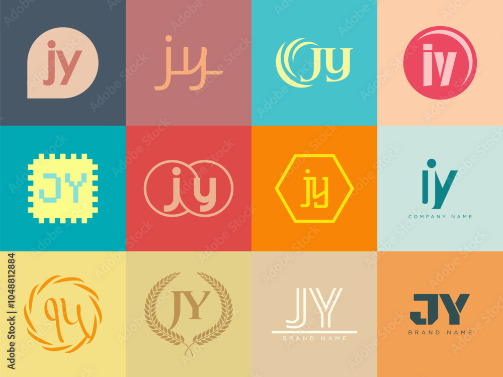 JY logo company template. Letter j and y logotype. Set different ...