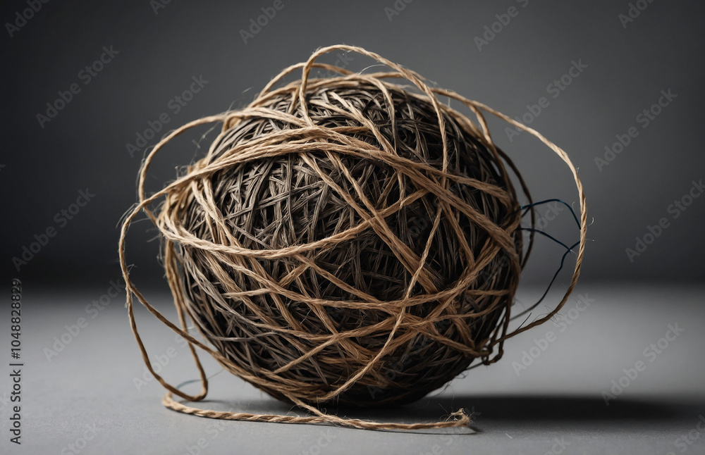 Poster tangled ball of string unraveling, symbolizing the release of ...