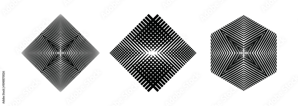Optical illusion trilogy, mesmerizing checkerboard and radiating line ...