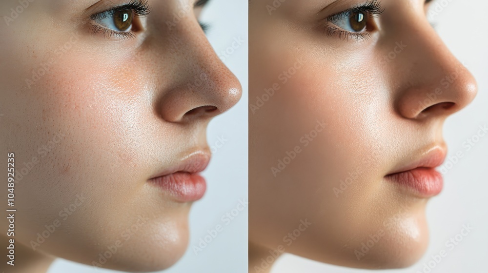 A close-up comparison of a personâ€™s face before and after weight loss ...