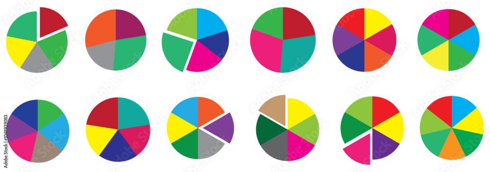 sections pie chart infographic elements set. Clipart image isolated on ...