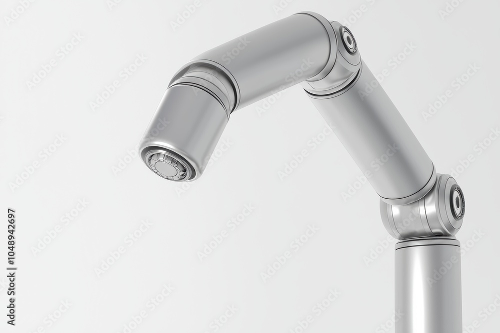 3D model of a robot arm with multiple joints and metallic textures ...