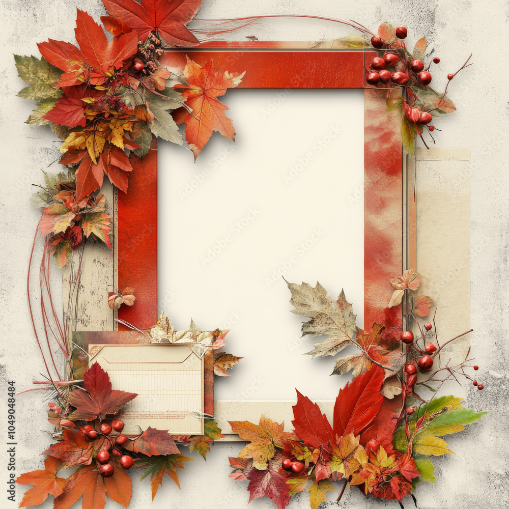 This cute set features an autumn frame with leaves turning red. It's ...