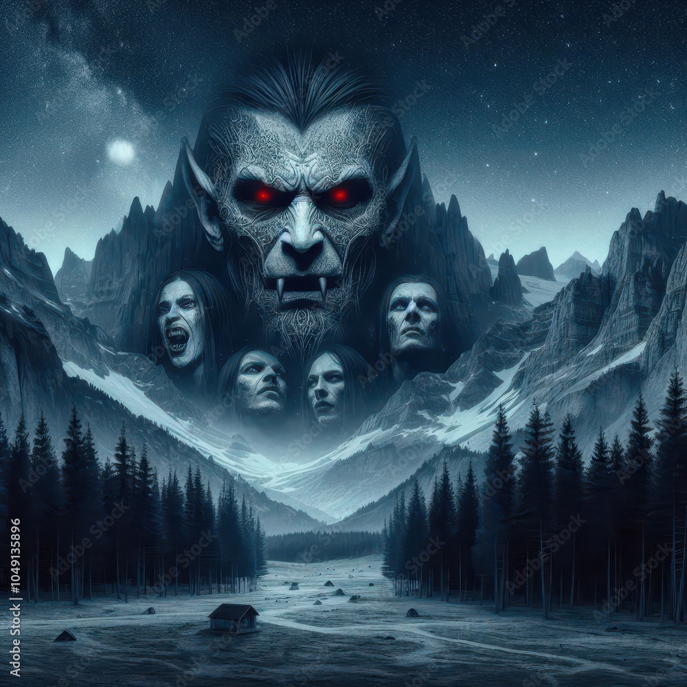 ai generated A realistic fierce face of Dracula naturally blended into ...