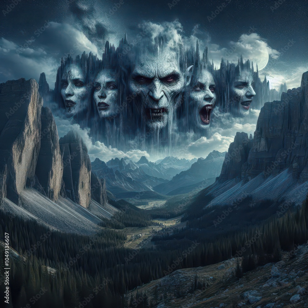 ai generated A realistic fierce face of Dracula naturally blended into ...