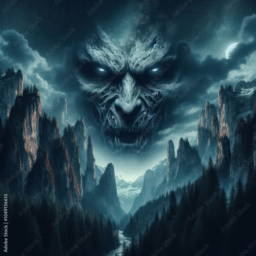 ai generated A realistic fierce face of Dracula naturally blended into ...