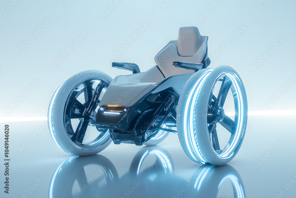 Futuristic wheelchair with a sleek design and large wheels ...