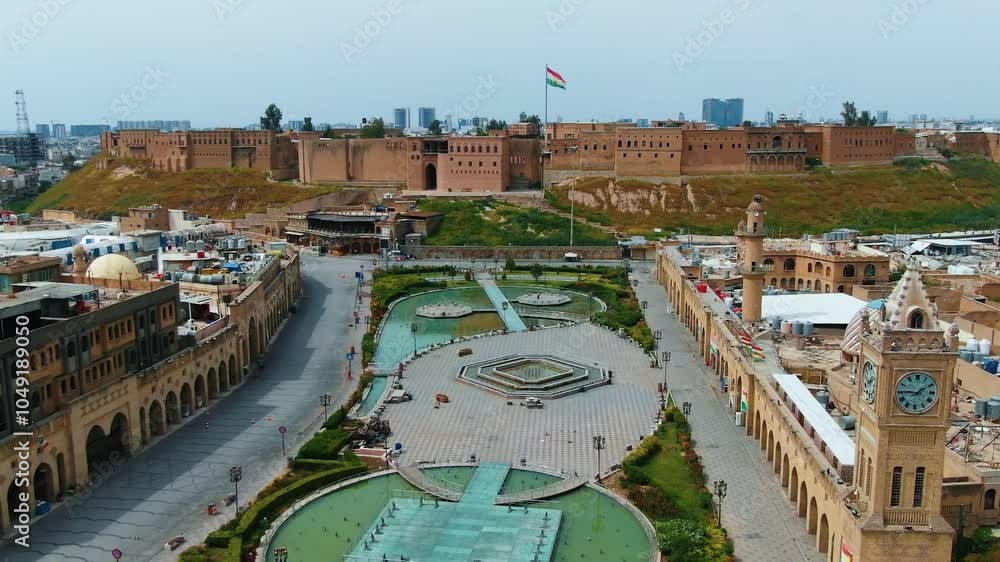 Drone footage of Erbil Citadel, the capital of the Kurdistan Region of ...