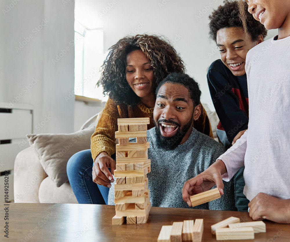 child family fun toy game mother playing block girl wooden education ...
