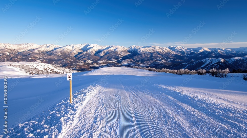 Breathtaking winter landscape a snow-covered pathway leading to ...