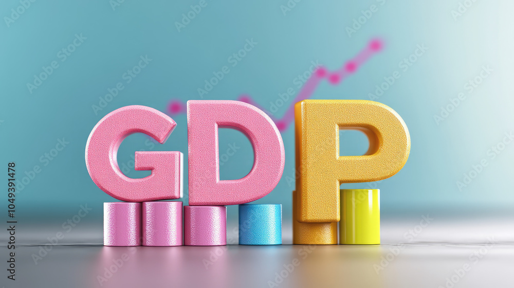 3d rending graph of gdp of the country colorful bars on plain blue ...