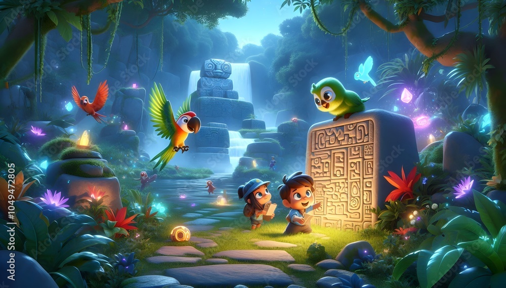 ภาพประกอบสต็อก The 3d rendered cartoon characters stumble upon a ...