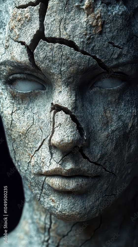 fragmented pieces of a broken ancient greek statue head symbolizing ...