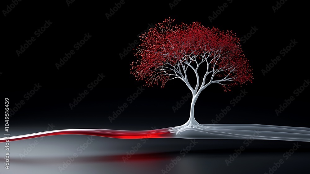 A highly detailed medical scene showing blood cells flowing through ...
