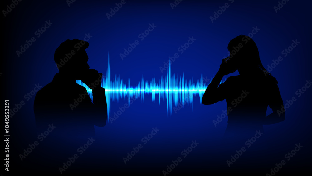 silhouettes woman and man two individuals engaged in a telephone ...