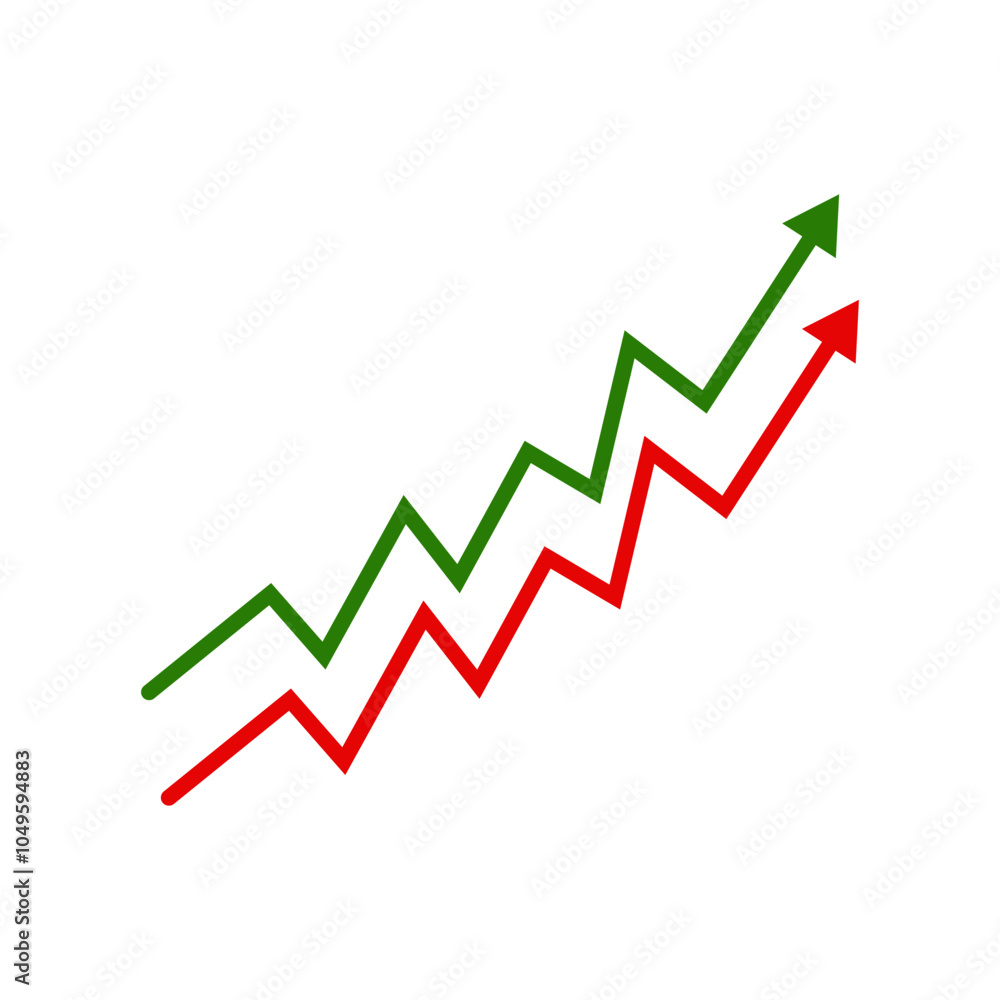 low to high green red arrow graph stats business growth increasing high ...