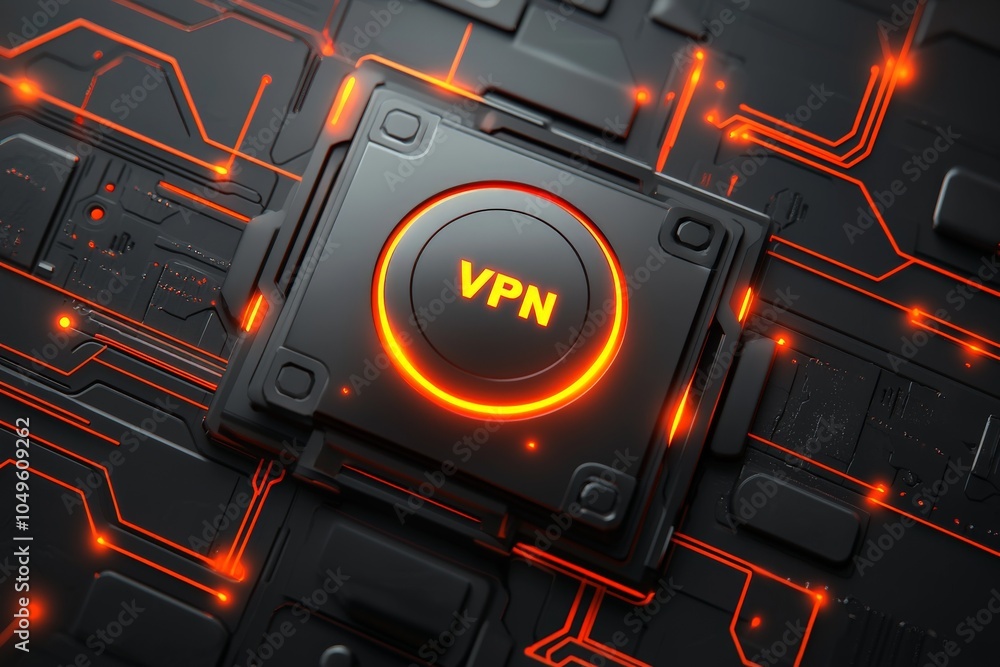 digital concept art of a VPN virtual privat network chip on a colorful ...