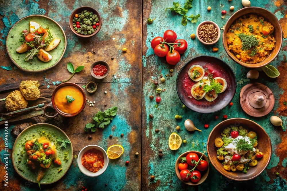Rustic Food Photography on Old Wall Texture Surface Background for ...