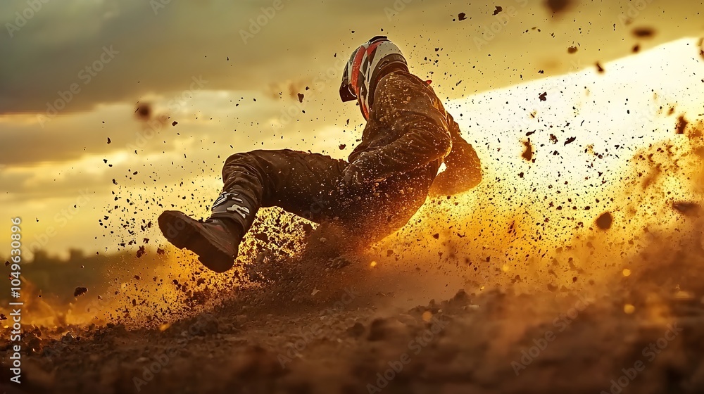 Stuntman Performing a Dramatic and Intense Fall from a Horse onto a ...