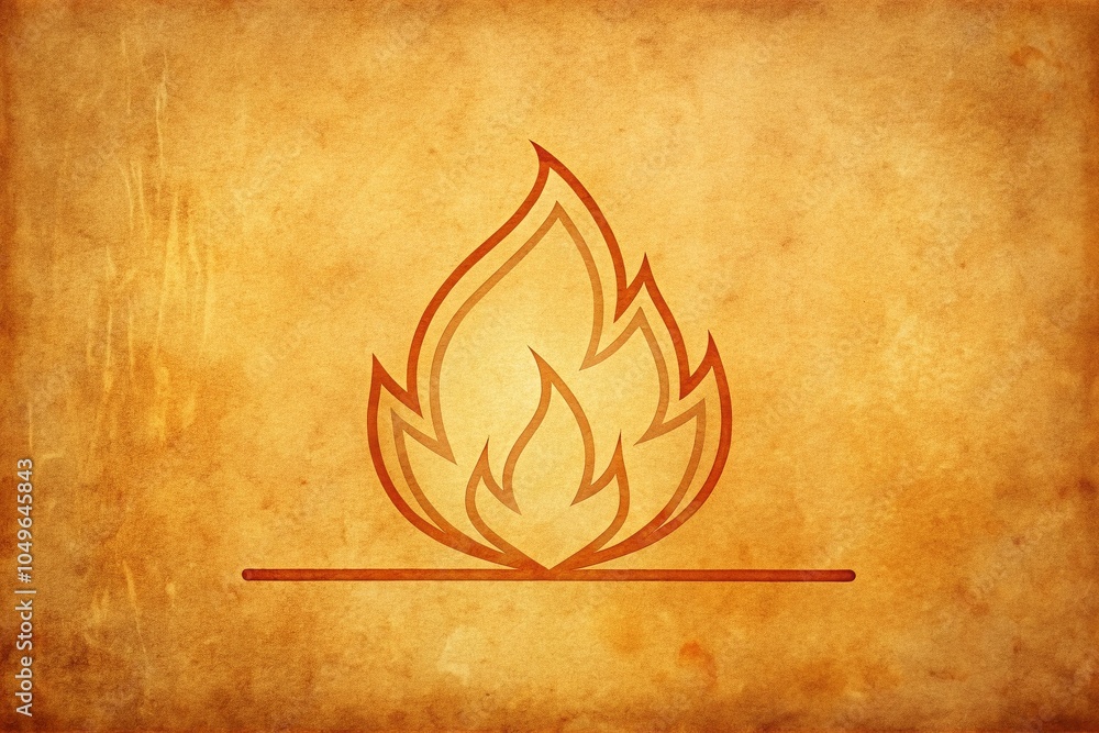 Vintage Fire Flame Symbol in One Line Style for Creative Use and Design ...