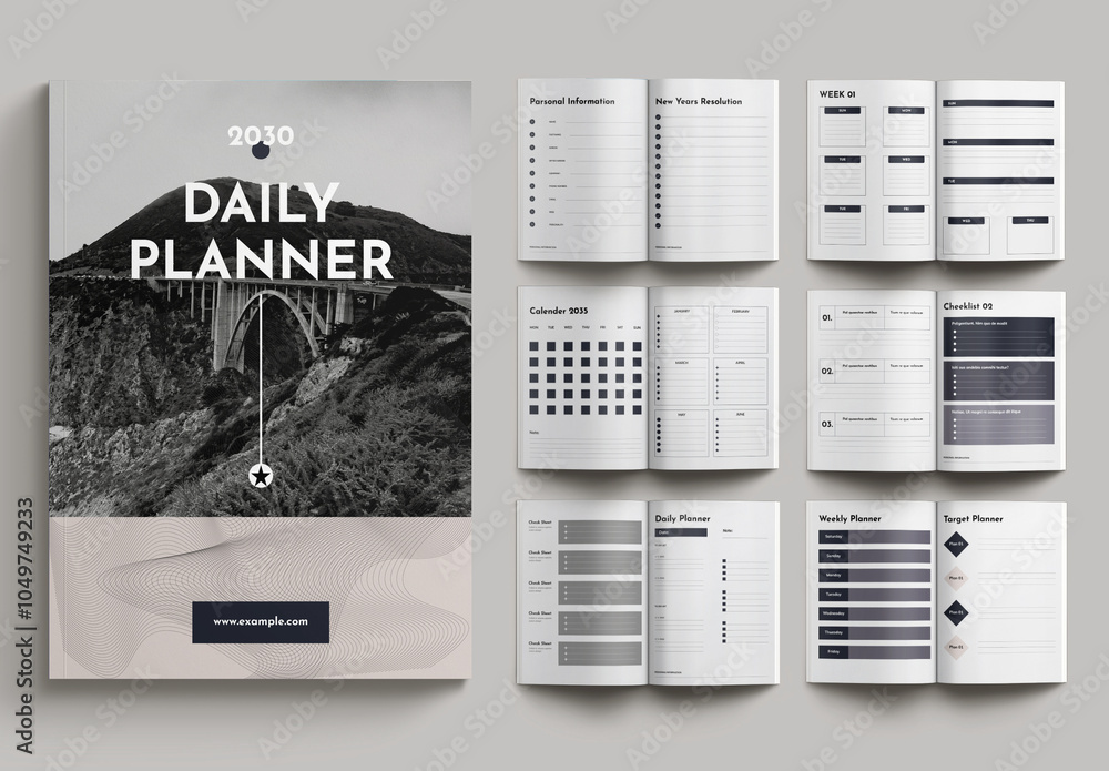 Daily & Monthly Planner Template Stock Template | Adobe Stock