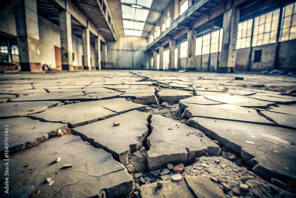 Foto de Broken concrete floor in an abandoned building, showing large ...