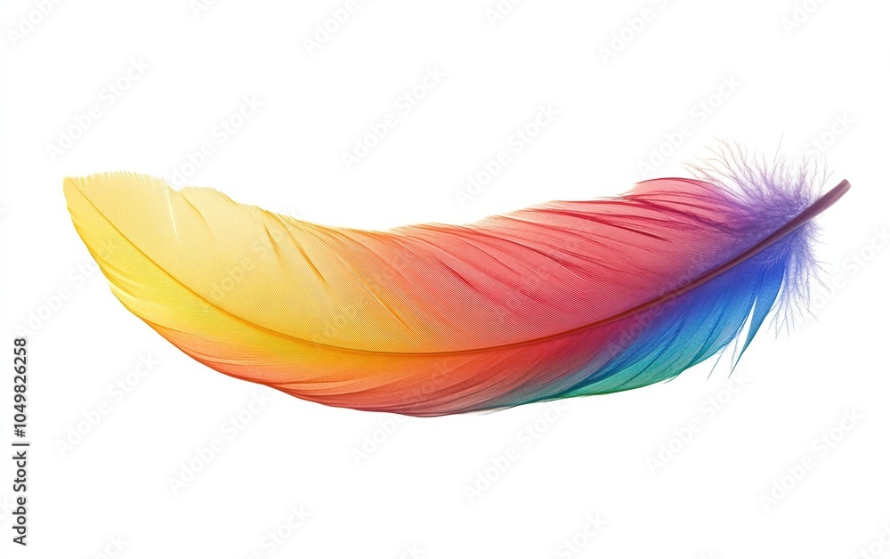 Colorful Feather: A single, vibrant feather with rich color gradients ...